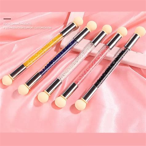 더블 헤드 스폰지 블루밍 그라데이션 펜 필기 세척 네일 아트 브러시 Uv 젤 광택제 매니큐어 도구 티몬