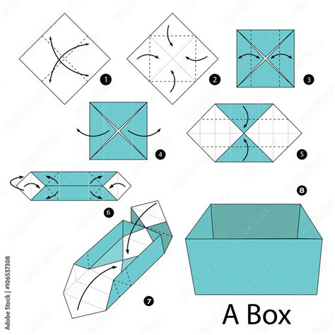 Step By Step Instructions How To Make Origami A Box Stock Vector Adobe Stock