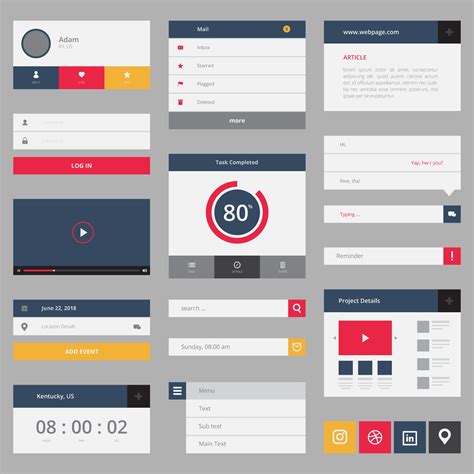 Wireframe Element Complete Set In Modern Youth Flat Style Design 214942 Vector Art At Vecteezy