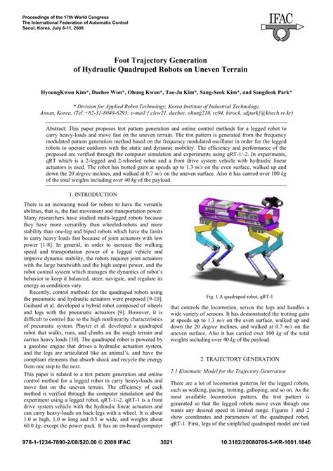 Pdf Foot Trajectory Generation Of Hydraulic Quadruped Robots On