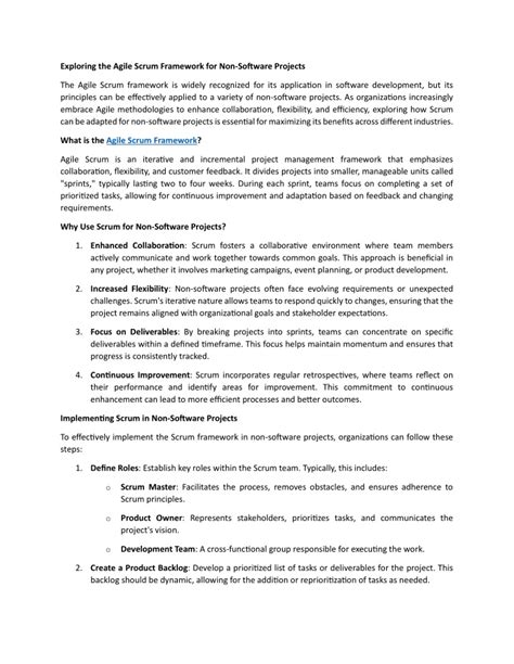 Ppt Exploring The Agile Scrum Framework For Non Software Projects