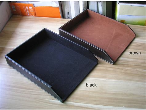 A4 Leather Wooden Office Desk File Document Tray M Grandado