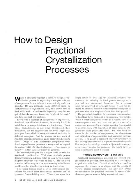 How To Design Fractional Crystallization Processes Fitch1970 Pdf Crystallization Solubility