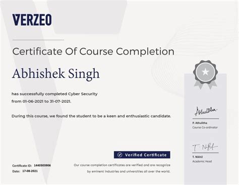 abhishek singh on linkedin cybersecurity course completion certificate