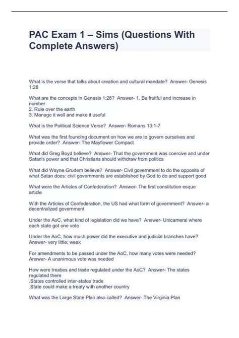 PAC Exam 1 Sims Questions With Complete Answers PAC Stuvia US
