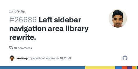 left sidebar navigation area library rewrite · issue 26686 · zulip