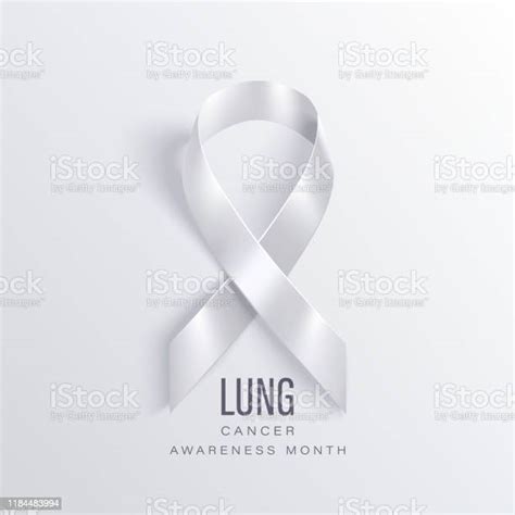 사실적인 흰색 리본이 있는 폐암 인식의 달 벡터 배너 0명에 대한 스톡 벡터 아트 및 기타 이미지 0명 11월 개념 Istock