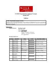 CS Programming Language Concepts Syllabus Overview Course Hero