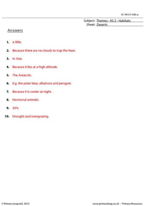 Geography Reading Comprehension Deserts Worksheet Uk