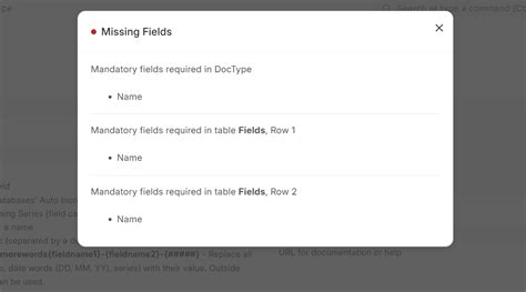 Copy To Clipboard For Doctype Error Mandatory Field Name Is Missing
