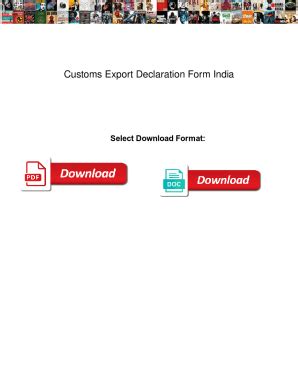 Fillable Online Customs Export Declaration Form India Customs Export Declaration Form India