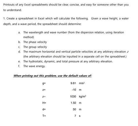 Solved Printouts Of Any Excel Spreadsheets Should Be Clear Chegg Com