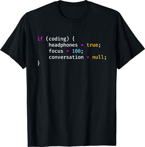 funny joke programming if coding headphones focus t shirt t shirt