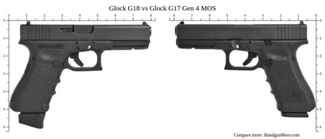Glock G18 Vs Glock G17 Gen 4 MOS Size Comparison Handgun Hero