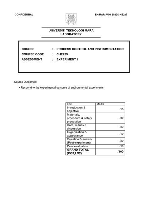 Liquid Flow Control Lab 1 Che239 4d4 Pdf Control Theory Applied Mathematics