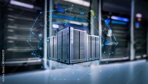 Servers And Data Management Featuring Symbols Like Server Racks Data Cables And Network Icons