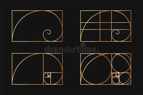 Golden Ratio Templates Logarithmic Spirals In Rectangle Frames Divided