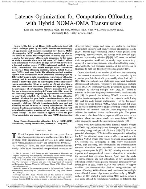 Pdf Latency Optimization For Computation Offloading With Hybrid Noma