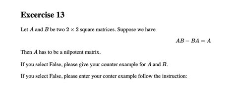 Solved Excercise 13 Let A And B Be Two 2 X 2 Square Chegg Com