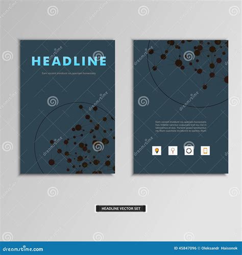 Set Of Vector Artwork With Molecular Background Stock Vector
