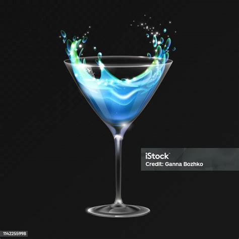 투명 한 배경에 현실적인 칵테일 블루 라군 유리 벡터 일러스트 레이 션 유리잔에 대한 스톡 벡터 아트 및 기타 이미지 유리잔