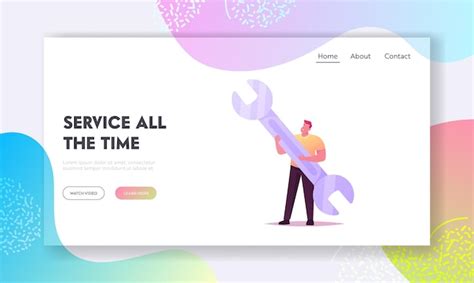 Premium Vector Technical Support Service Landing Page Template