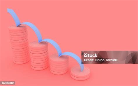 추상 그래픽입니다 금화의 열은 상승 추세에 쌓여 부 사업 또는 투자 성공을 상징하는 돈 위에 상승 화살표 경제 성장 개념 파스텔 색상 대출에 대한 스톡 사진 및 기타 이미지