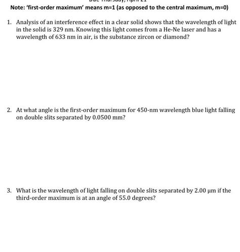 Answered Note First Order Maximum Means M 1 As Opposed To The Central