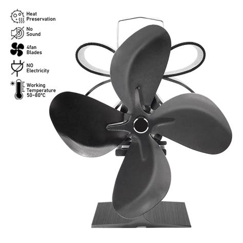 열로 작동하고 효율적으로 열을 분배하는 4 엽 가정용 저소음 친환경 벽난로 팬 장작 난로용 송풍기 Aliexpress