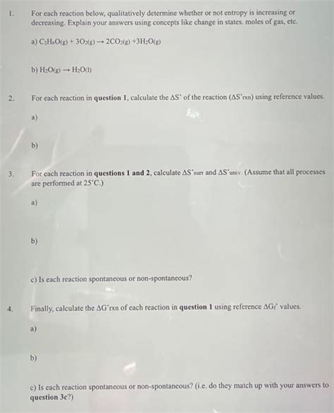 Solved 1 For Each Reaction Below Qualitatively Determine