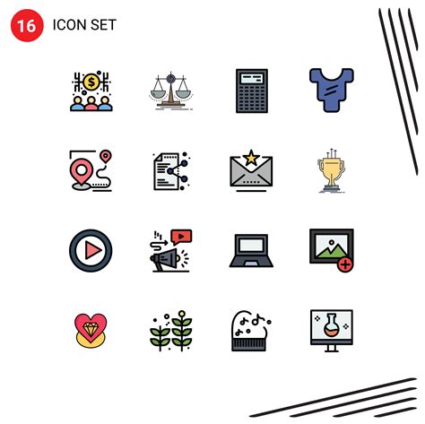 Set Of 16 Modern Ui Icons Symbols Signs For Route Clothes Scale Body Math Editable Creative