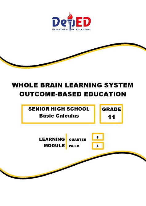 Self Learning Module Basic Calculus Q3 Week5 Whole Brain Learning System Outcome Based