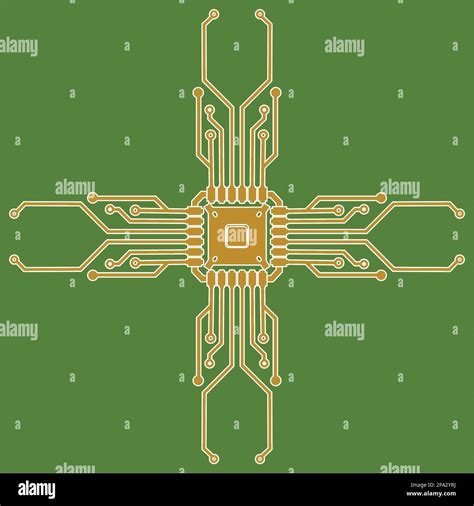 Flat Microelectronics Circuits Circuit Board Vector Green Background Stock Vector Image And Art