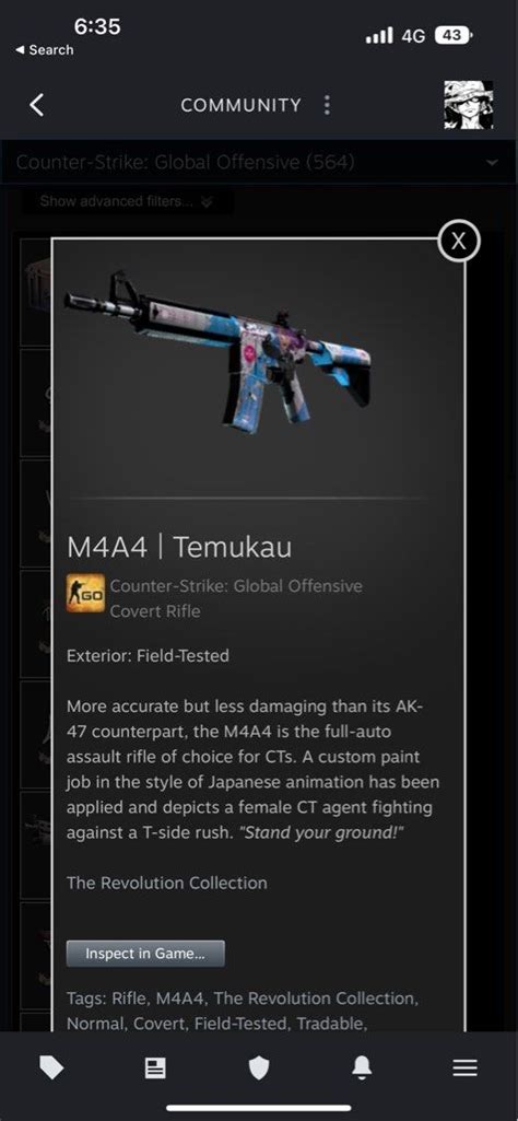 Csgo M4a4 Temukau Ft Video Gaming Video Games Others On Carousell