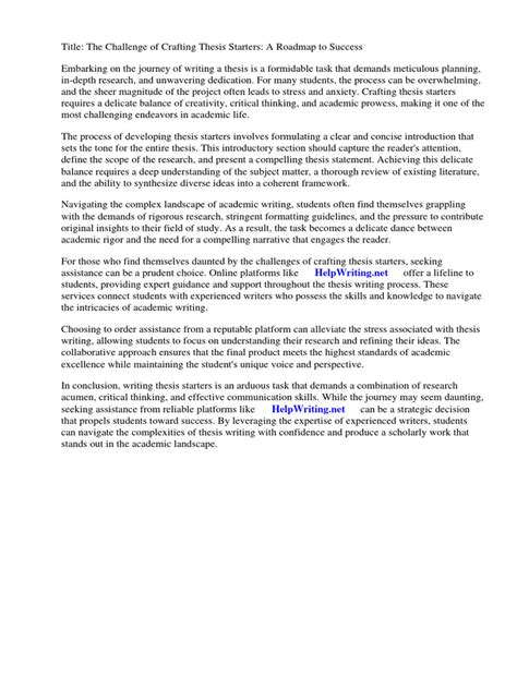 Thesis Starters Words Pdf