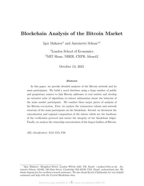 Bitcoin Market Blockchain Analysis