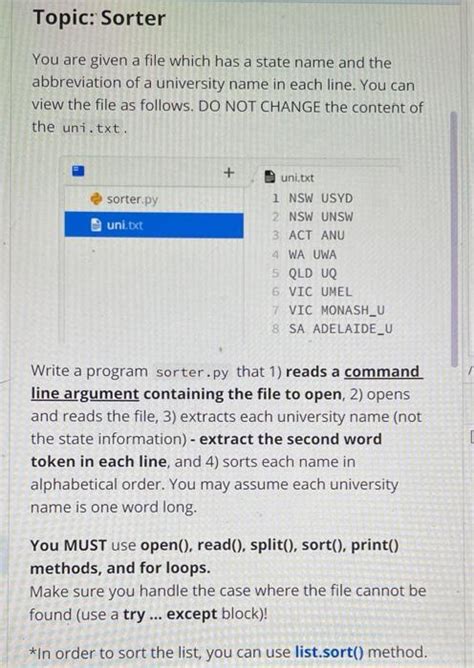 Solved Topic Sorter You Are Given A File Which Has A State