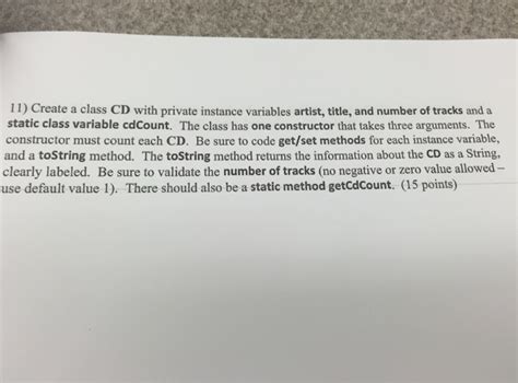 solved create a class cd with private instance variables