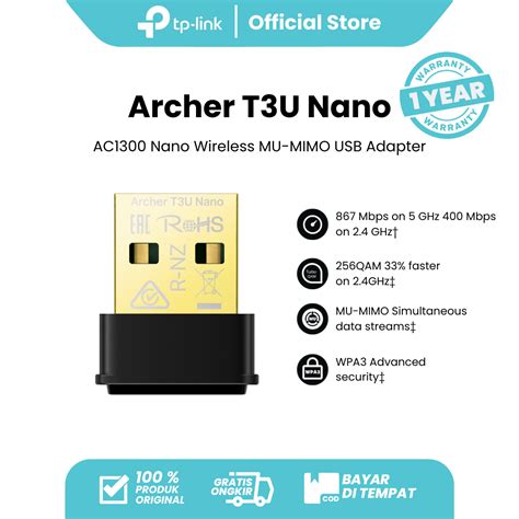 Promo Tp Link Archer T3u Nano Wireless Adapter Ac600 Usb Adapter Archer Advanced Security With