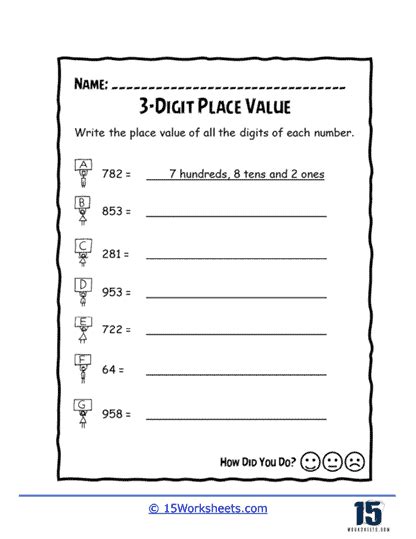 3 digit place value worksheets 15 worksheets library