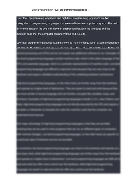 solution low level programming languages and high level programming