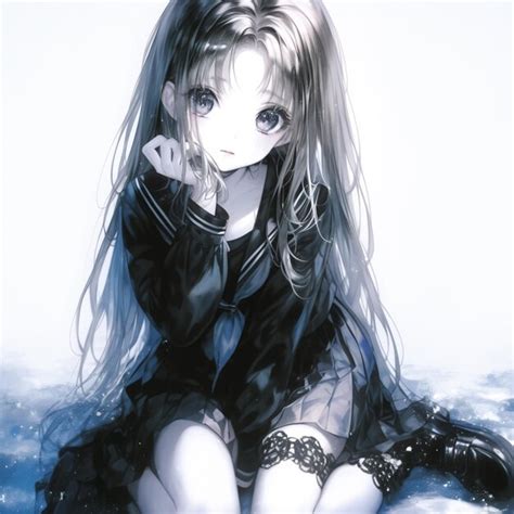 Anime Girl Sitting On The Ground In The Snow With Her Hands On Her Face