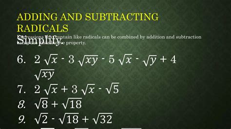 Addition And Subtraction Of Radicals Pptx