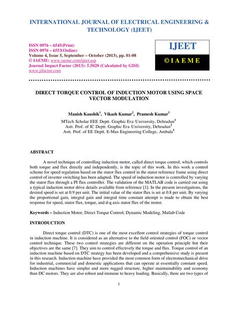 Direct Torque Control Of Induction Motor Using Space Vector Modulation