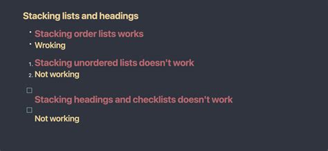 Stacking Lists And Headings Bug Reports Obsidian Forum