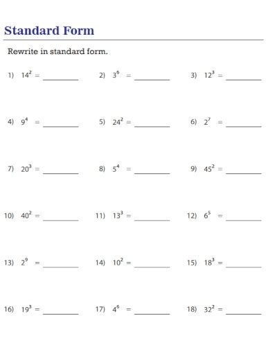 Standard Form Examples To Download