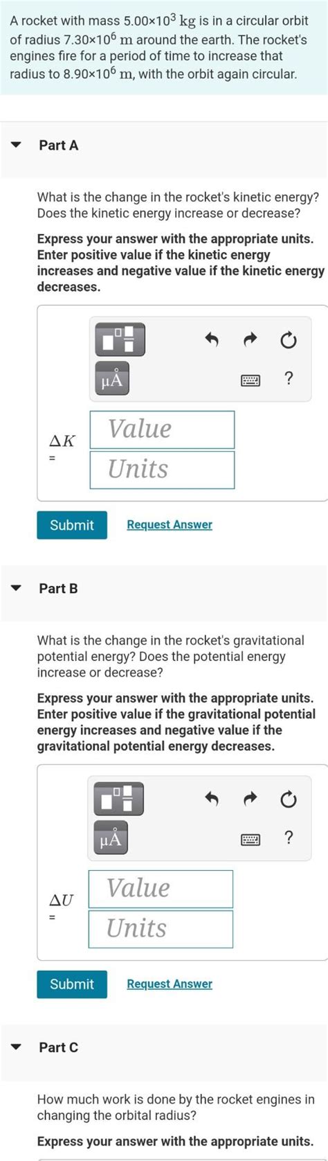 Solved A Rocket With Mass 5 00x103 Kg Is In A Circular Orbit