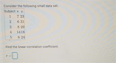 Solved Consider The Following Small Data Set Find The