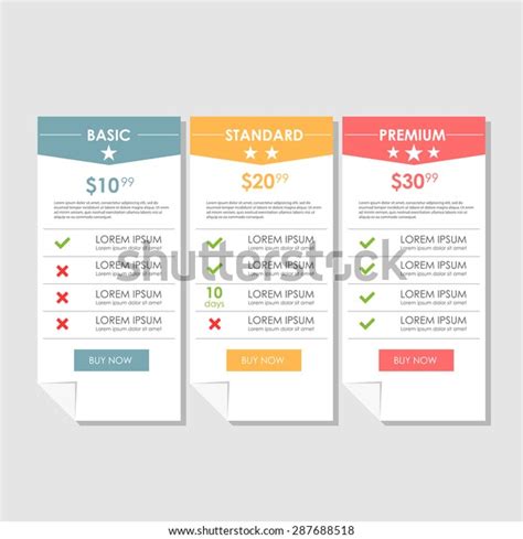 Set Offer Tariffs Ui Ux Vector Stock Vector Royalty Free 287688518