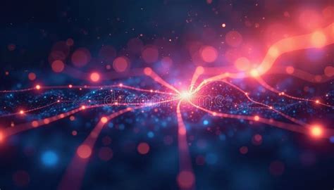 Digital Interconnected Nodes Glowing Streams White Space Artificial